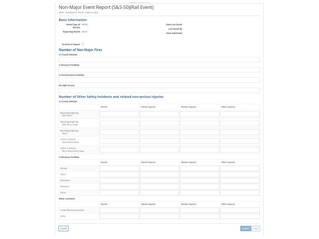 NTD Reporting System Forms | FTA